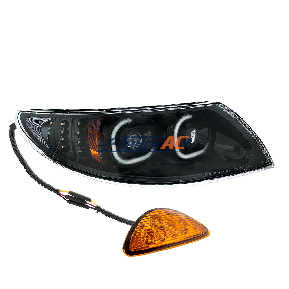 3574388C91 Black LED Projector Headlight With Rear Facing Turn Signal ...